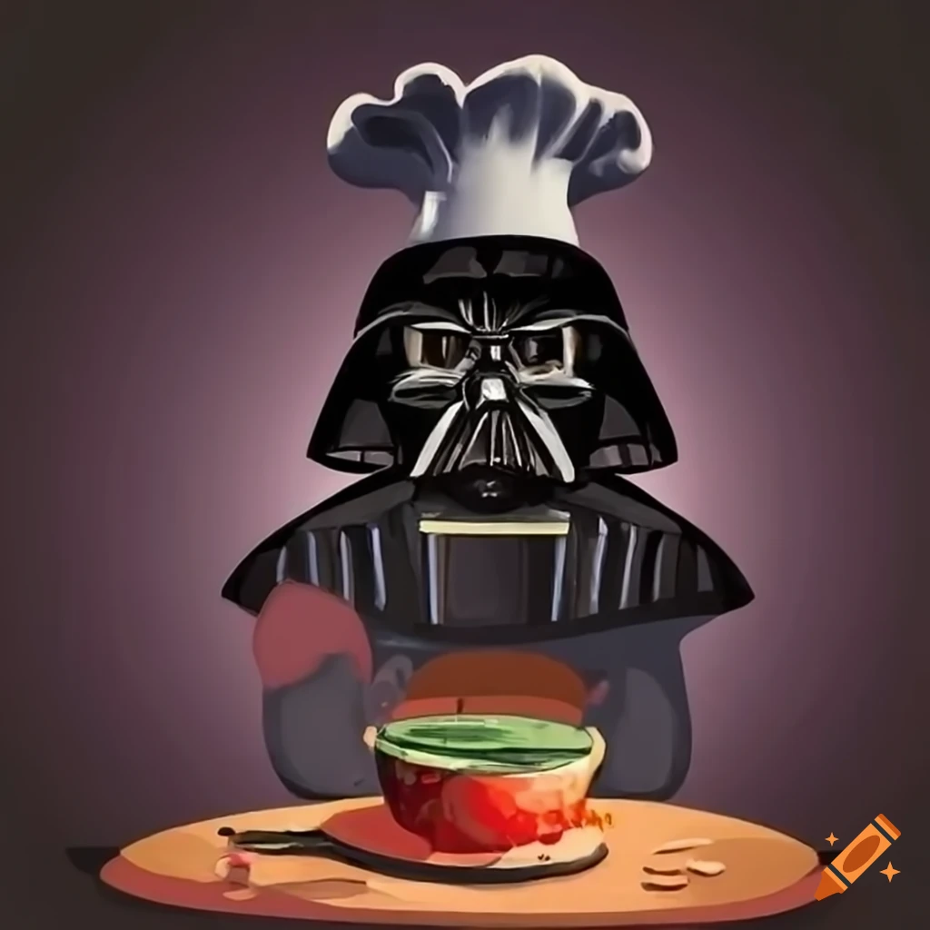 Humorous image of darth vader cooking breakfast on Craiyon