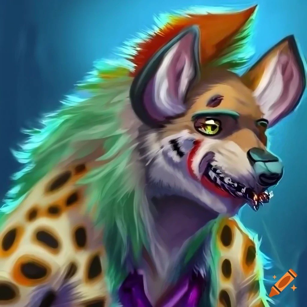 Furry artwork of a male hyena with sharp ears