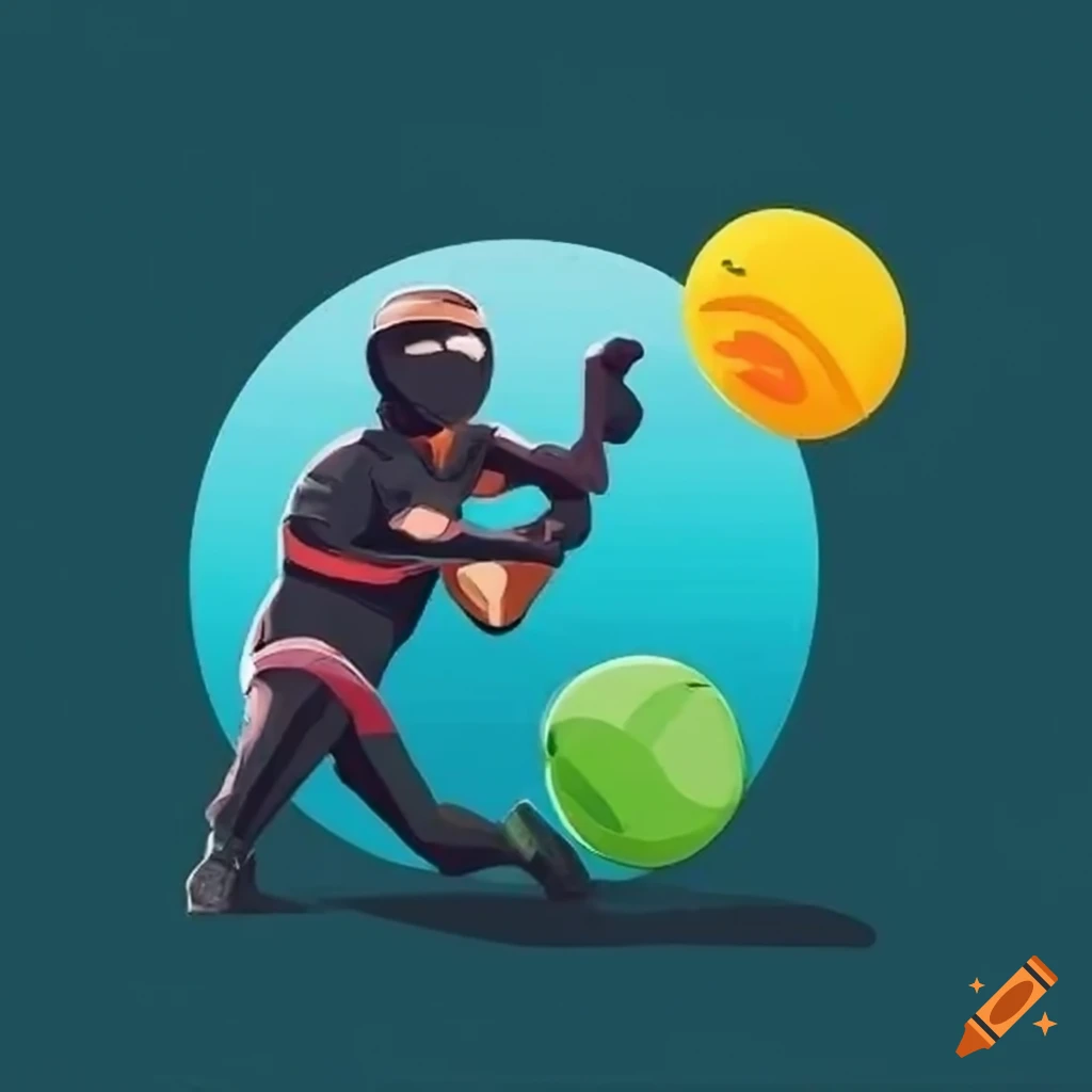 Pickleball logo with ninja design