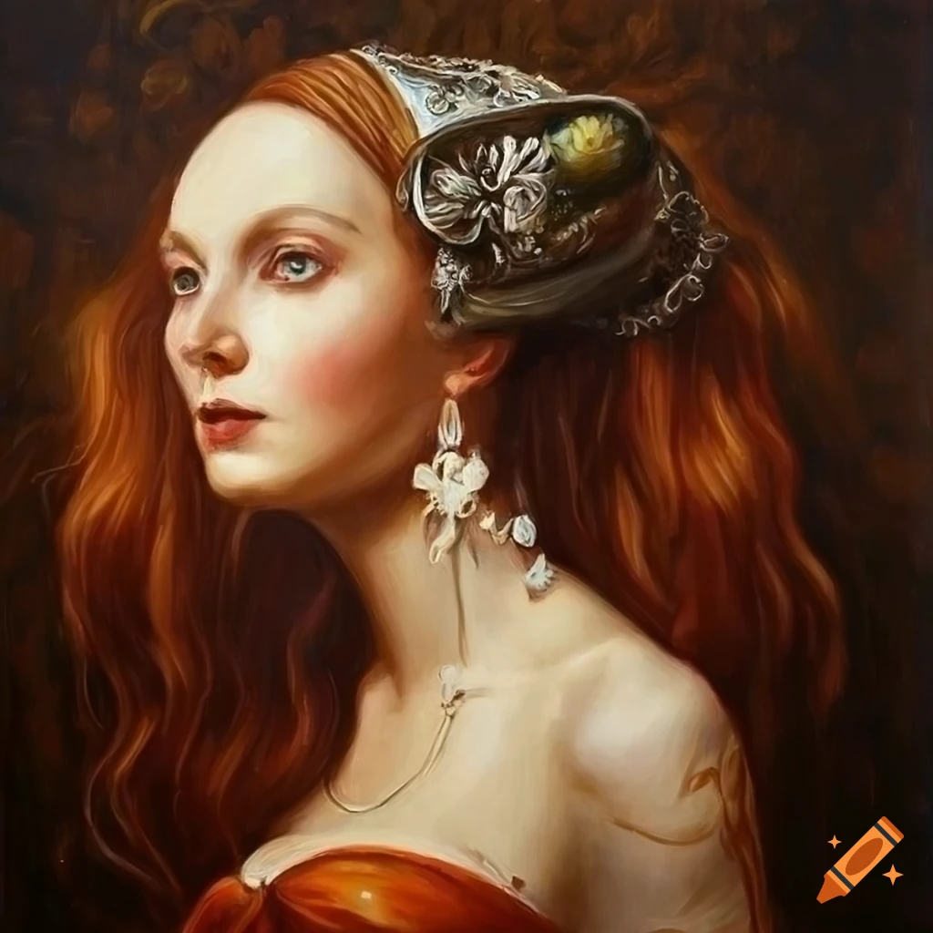 Detailed oil painting of a elegant lady by jacek yerka on Craiyon