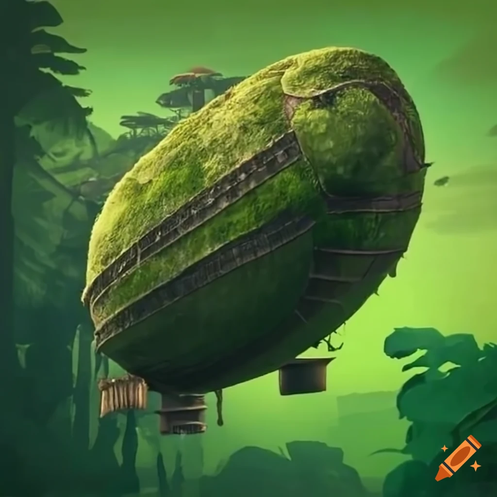 Image of a moss-covered steampunk space station on Craiyon