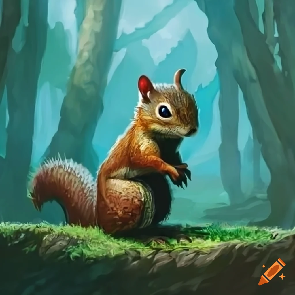 Epic artwork of a cute squirrel in magical surroundings on Craiyon
