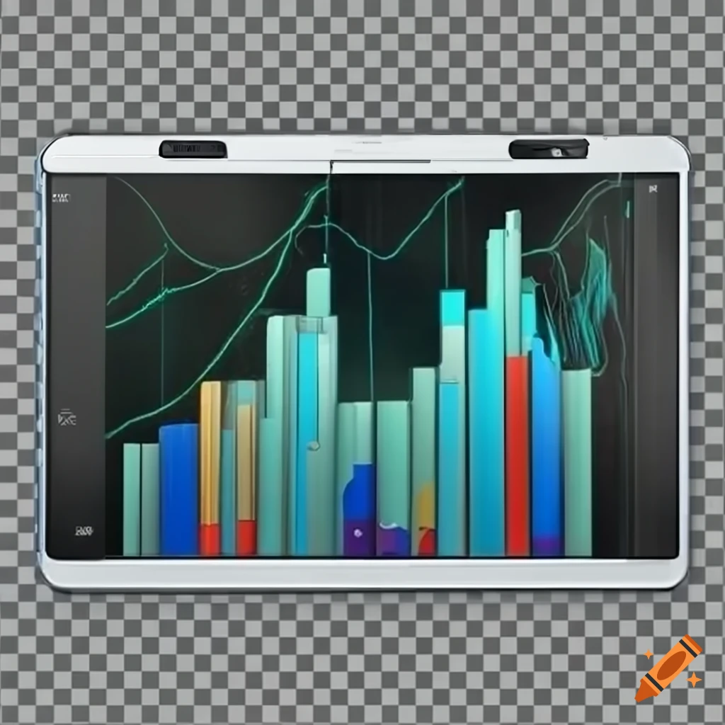 Hyperrealistic android tablet displaying stock market graph on Craiyon