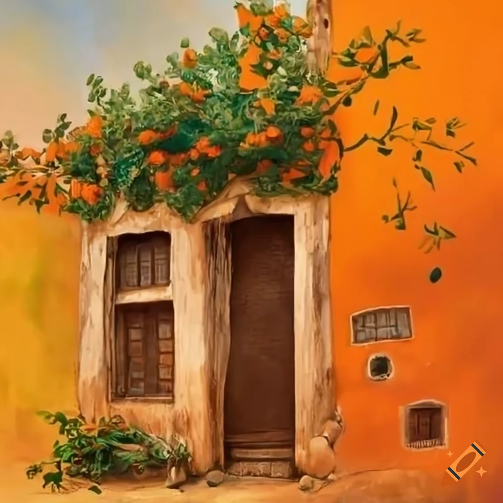 Ancient house surrounded by fruit trees on Craiyon