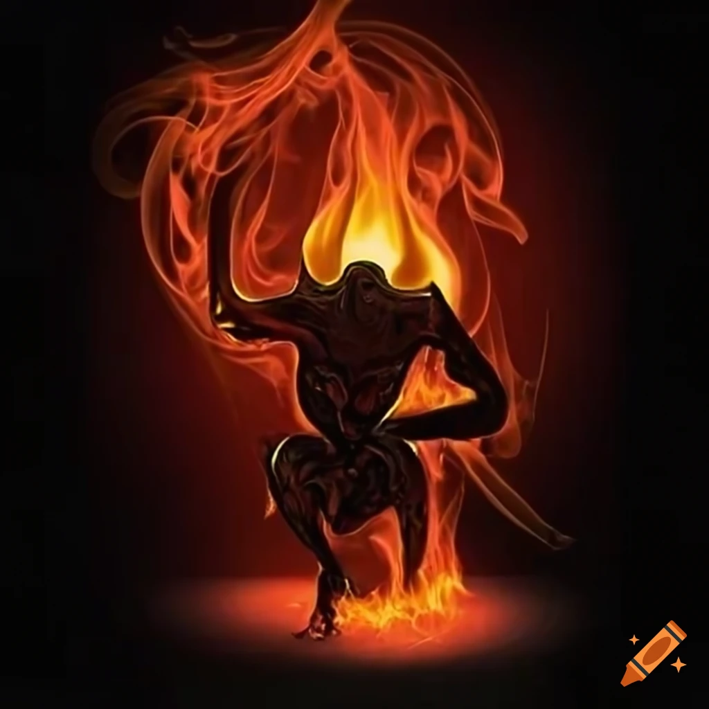 Digital art of a fiery demon on Craiyon