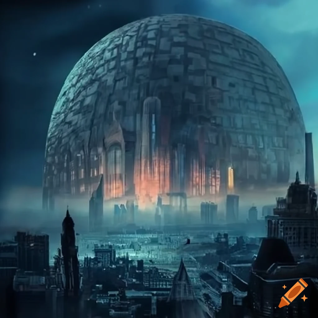 Apocalyptic city on a giant dome on Craiyon