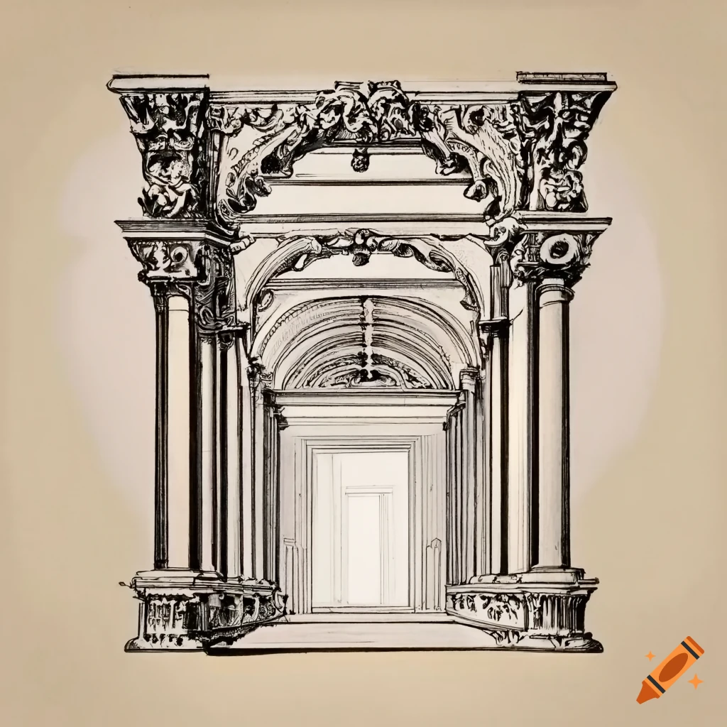 Intricate pen drawing of a Victorian-era foyer with a grand staircase ...