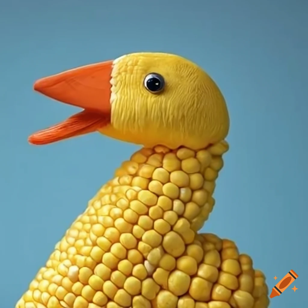 Sculpture of a goose made of maize
