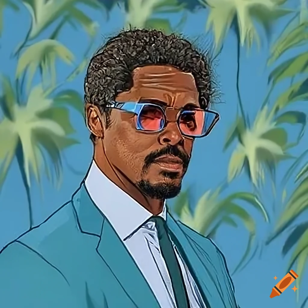 Illustration of Rico Tubbs from Miami Vice on Craiyon