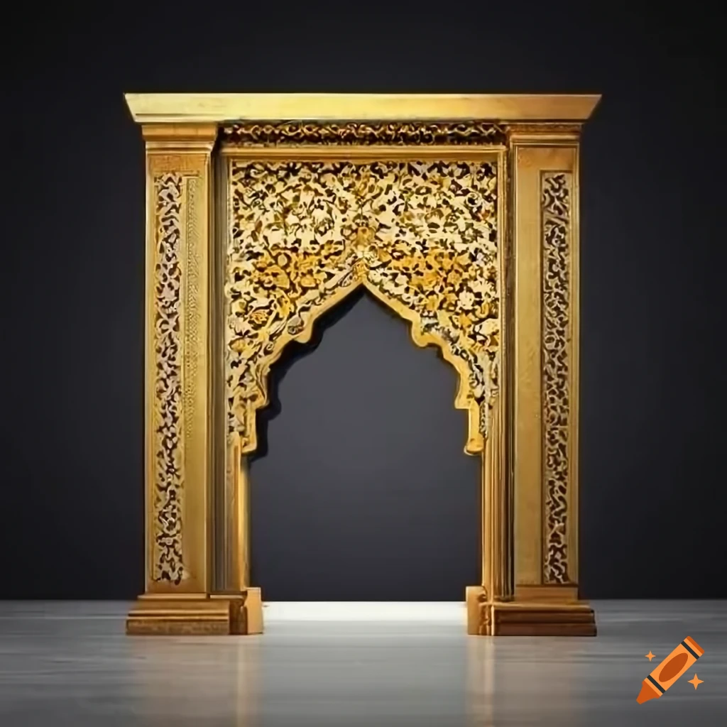 Marble entrance altar with intricate Islamic art designs on Craiyon