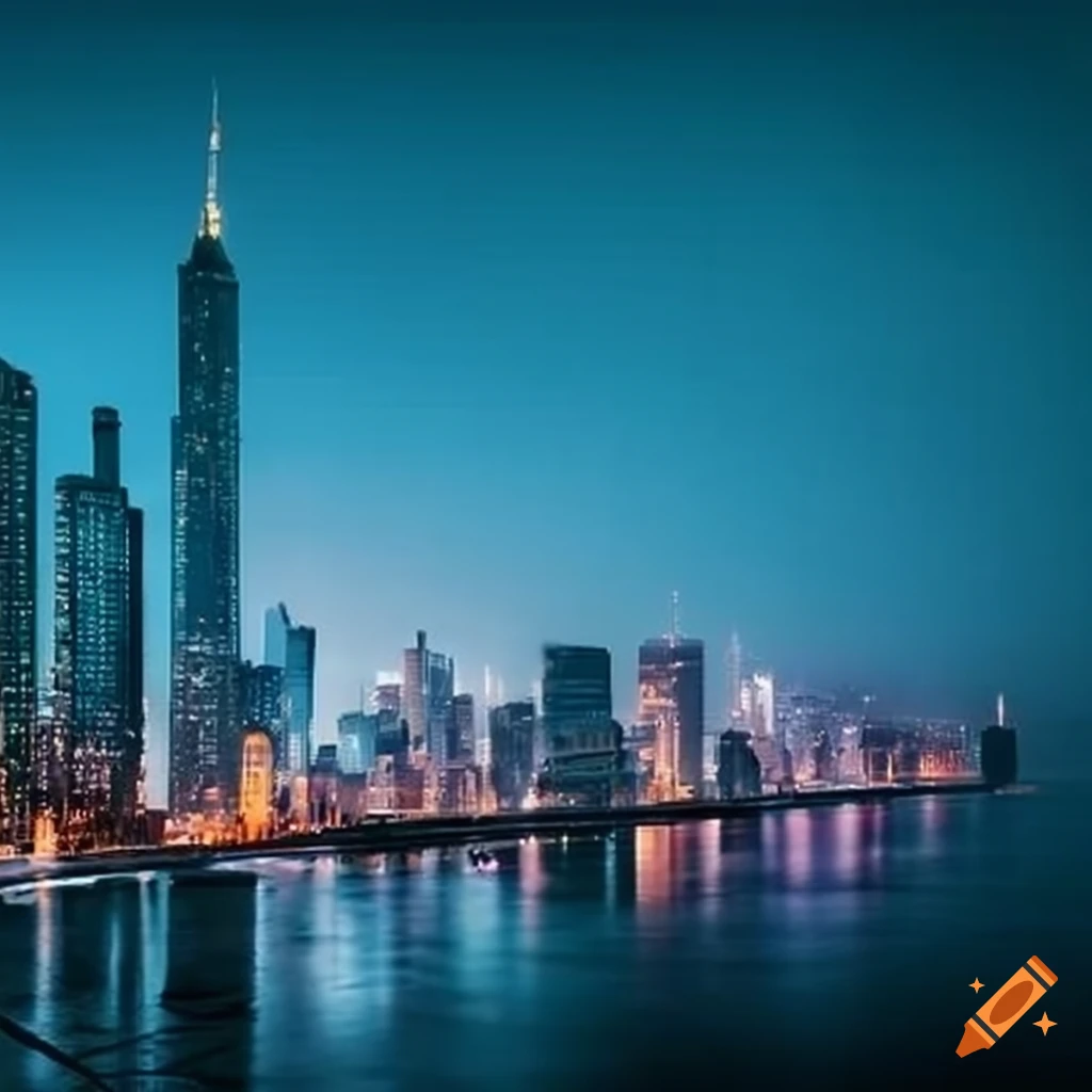 Concept art of a futuristic city