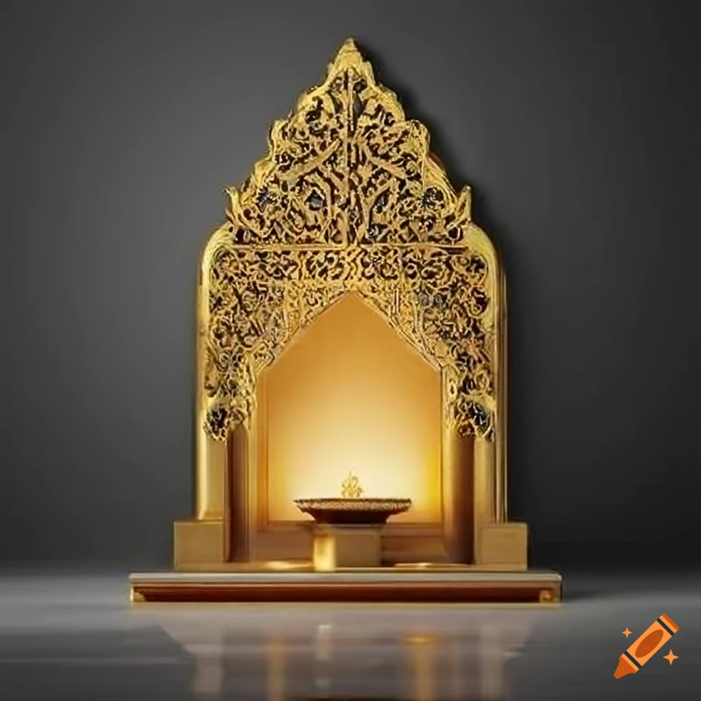 Entrance altar in islamic art style with marble and gold on Craiyon