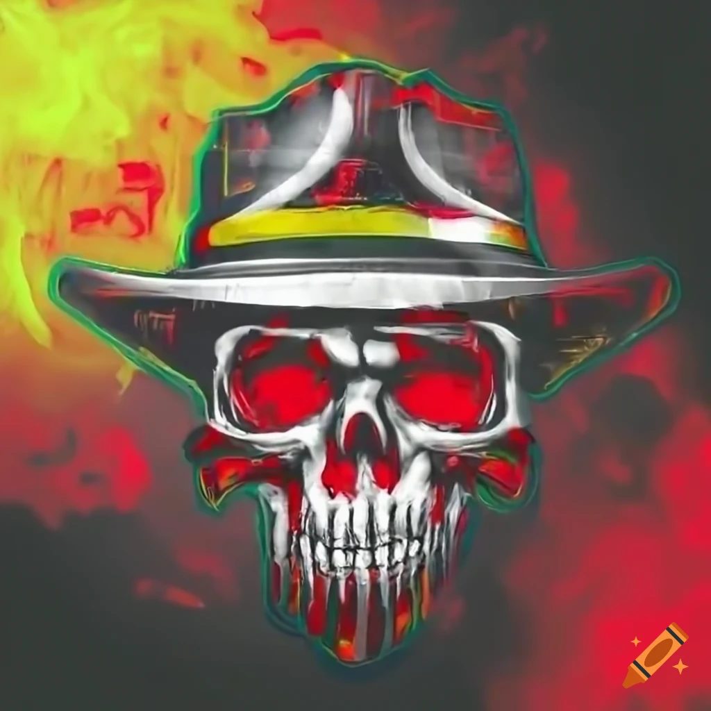 Colorful graffiti NFL logo with a skull and fedora on Craiyon