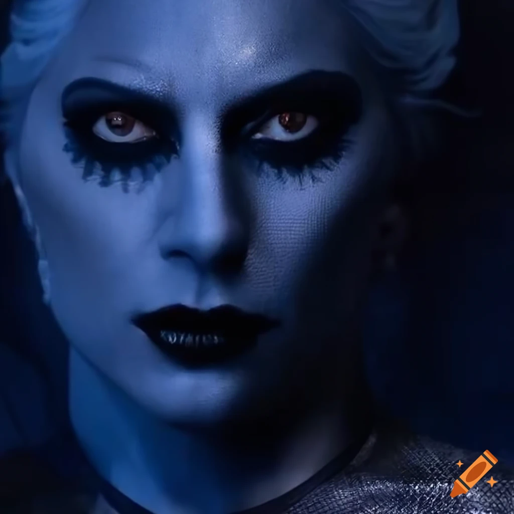 Image of a white-haired blue-skinned alien woman on Craiyon