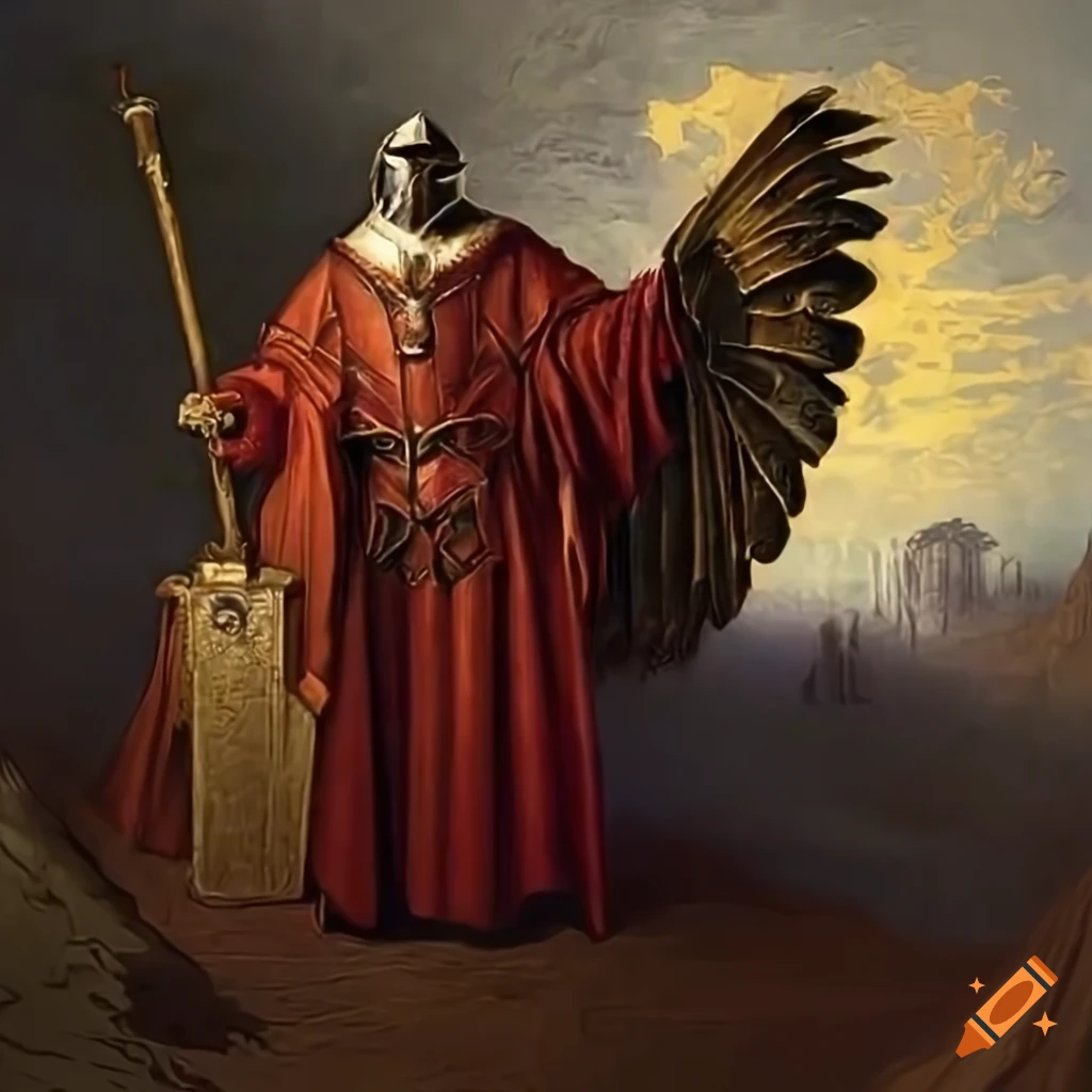 Portrait of a hyperrealistic vulture paladin priest