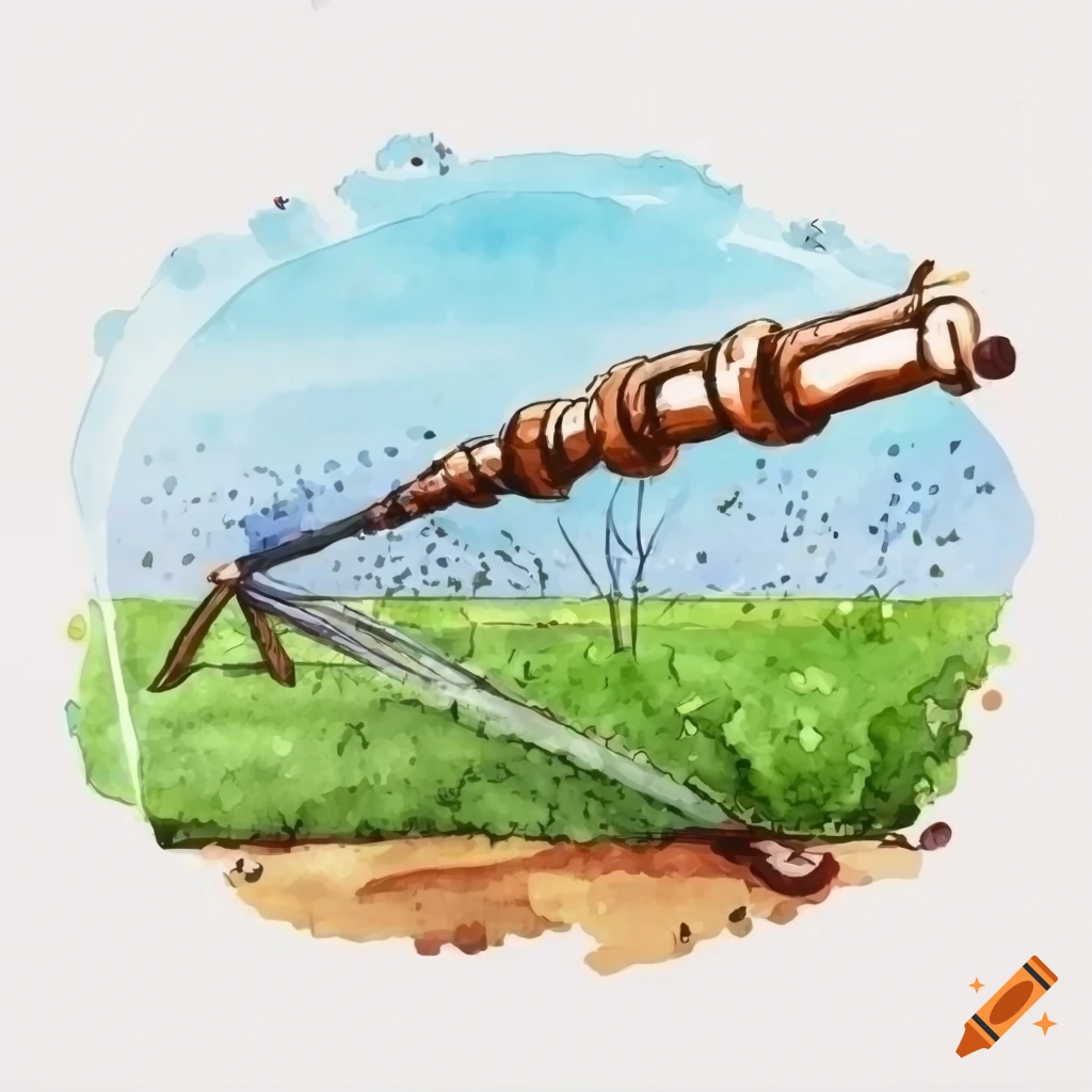Watercolor illustration of farm irrigation