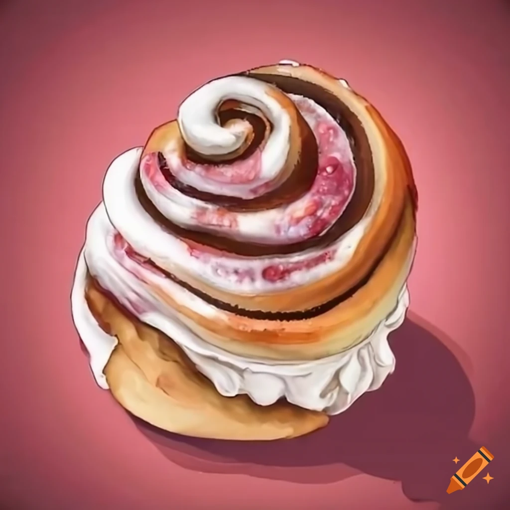 Strawberries and cream cinnamon roll on Craiyon