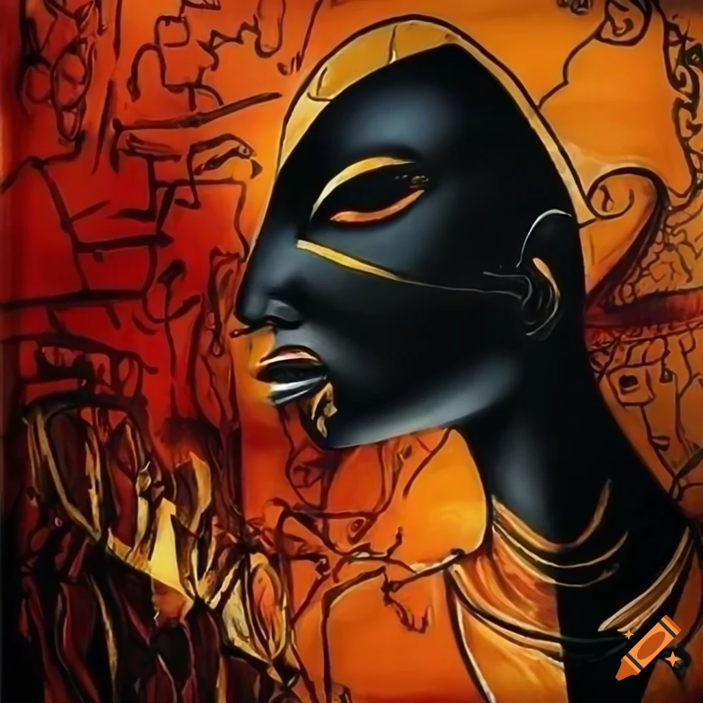 Surrealism abstract artwork inspired by african tribes