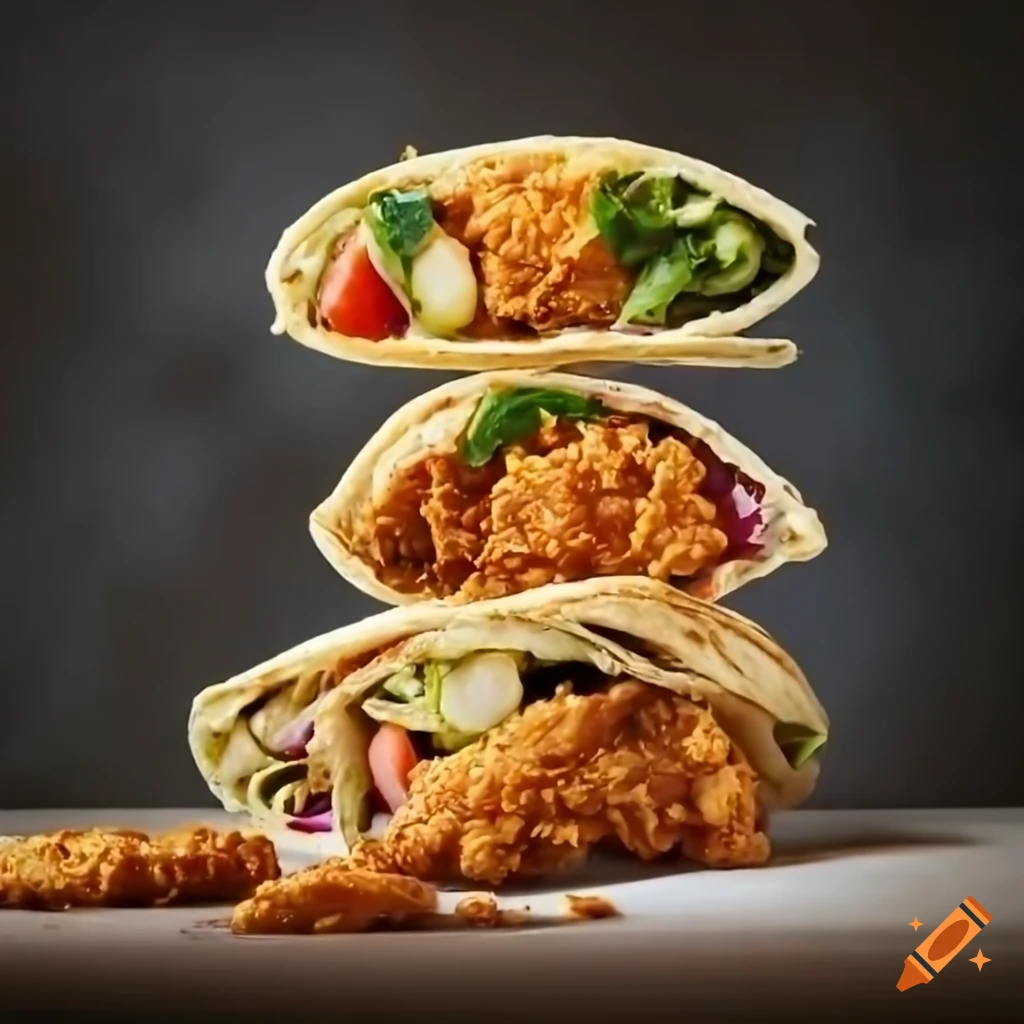 Delicious fried chicken crunch wrap supreme