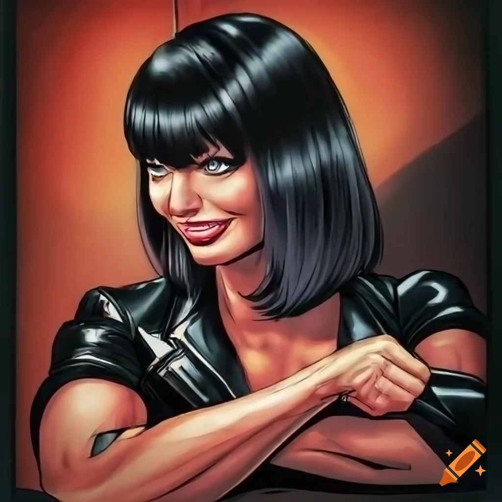 Comic book art of a muscular woman arm wrestling on a kitchen table on ...