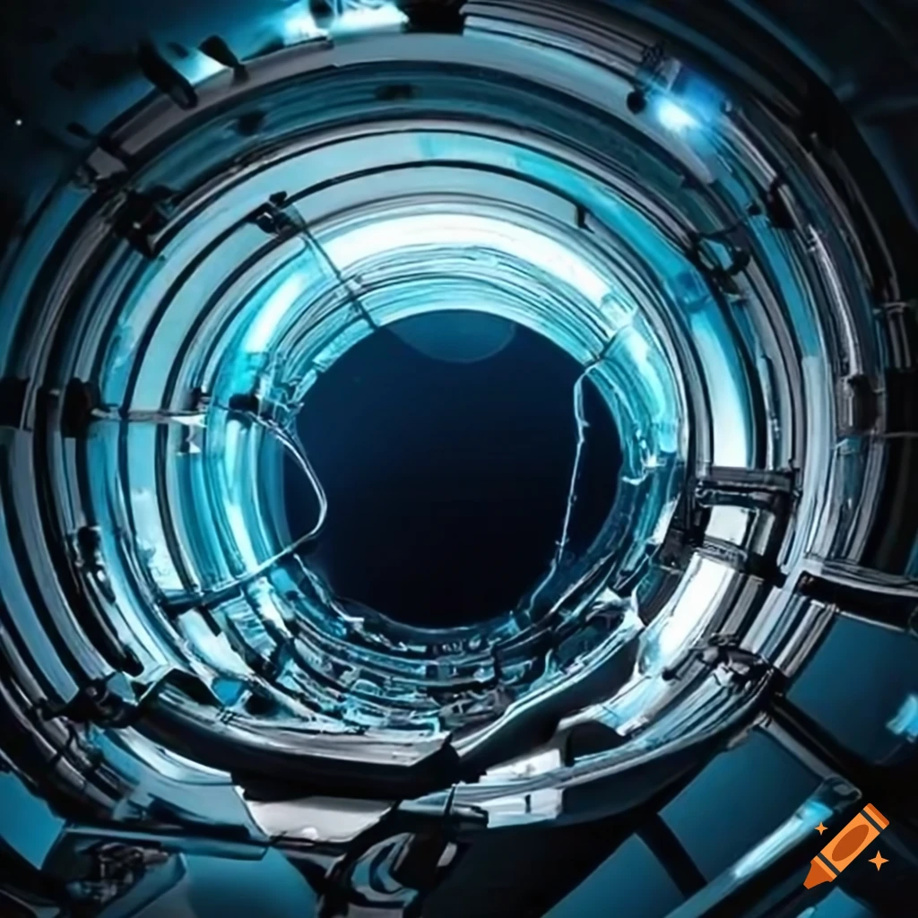 View down a futuristic well on Craiyon