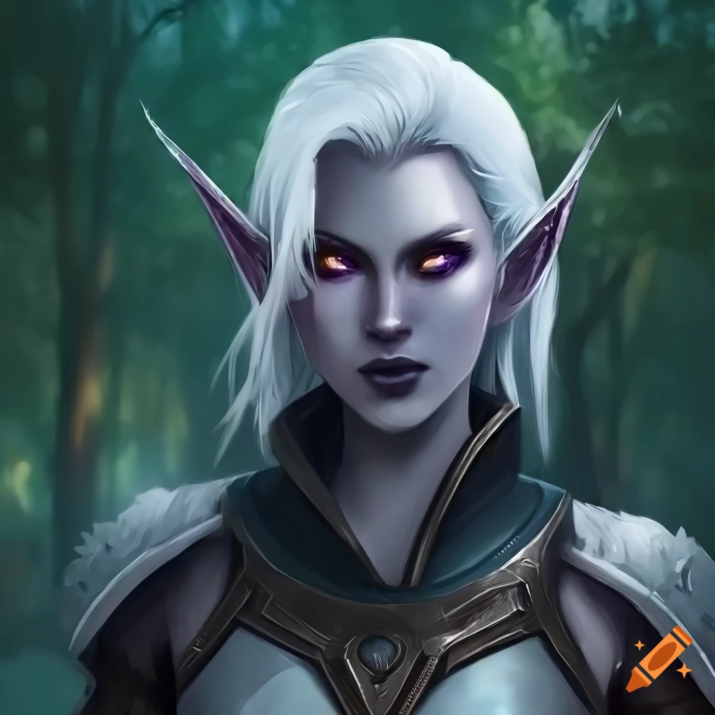 Beautiful and vengeful elf sorceress in a starry night magical academy ...