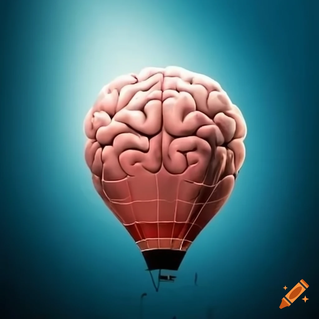 Unique hot air balloon shaped like a brain on Craiyon