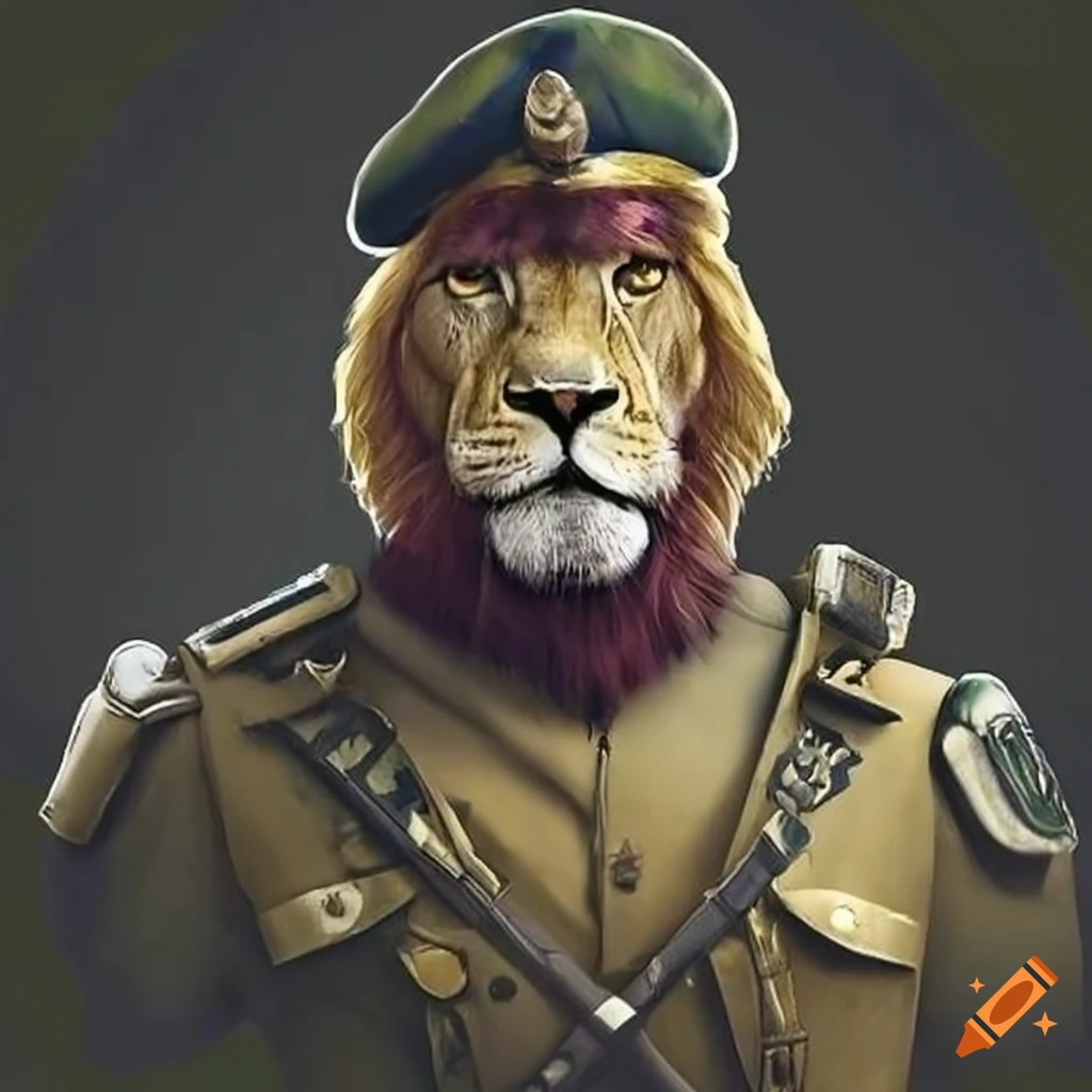 Lion as a soldier on Craiyon