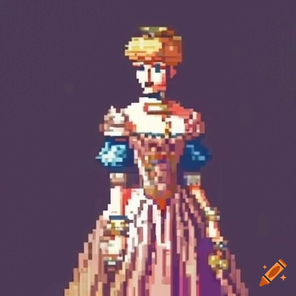 Pixel art of an elegant noble lady on Craiyon