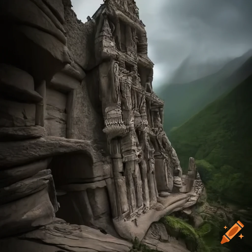Image of a massive stone temple on a cliff