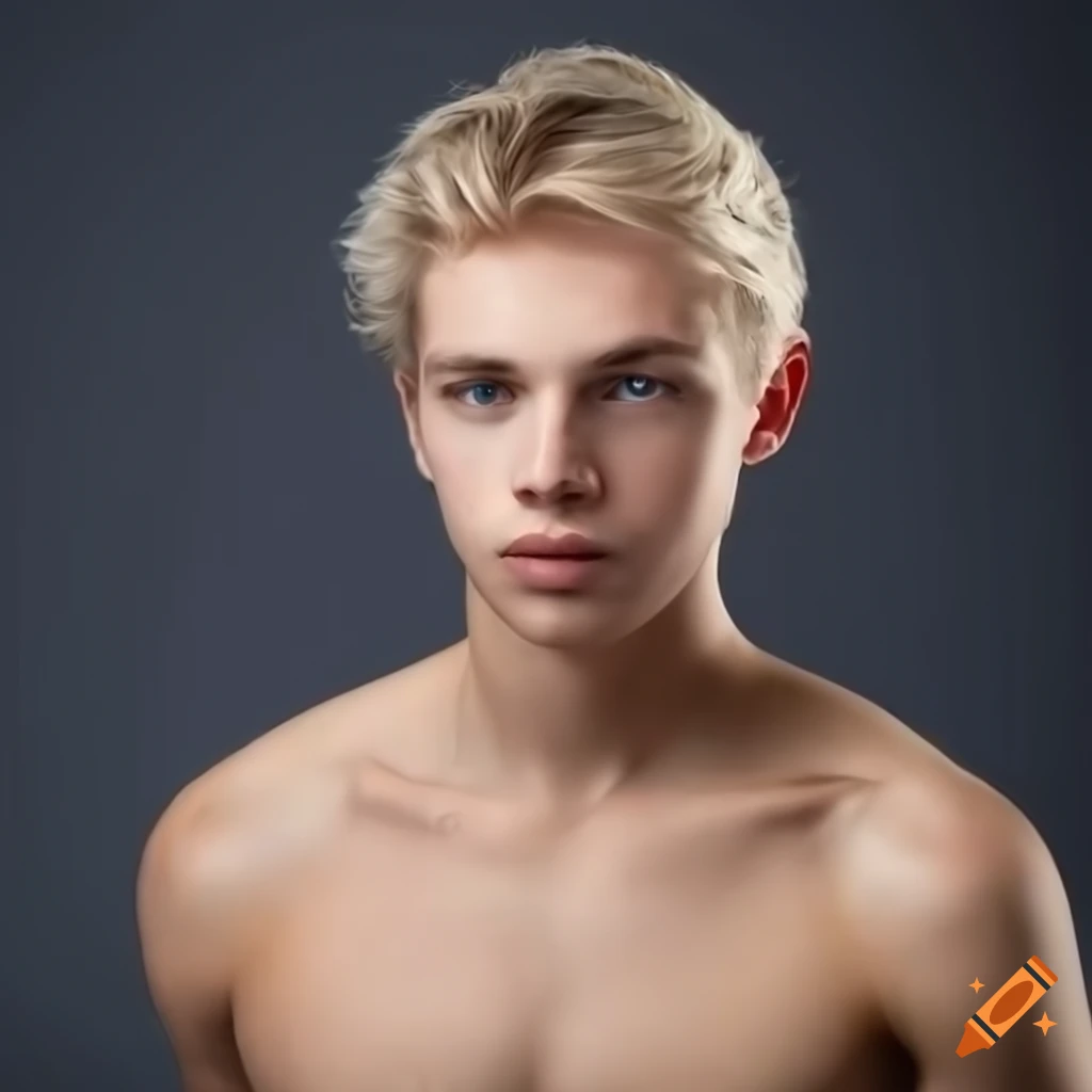 Photorealistic portrait of attractive shirtless young man on Craiyon