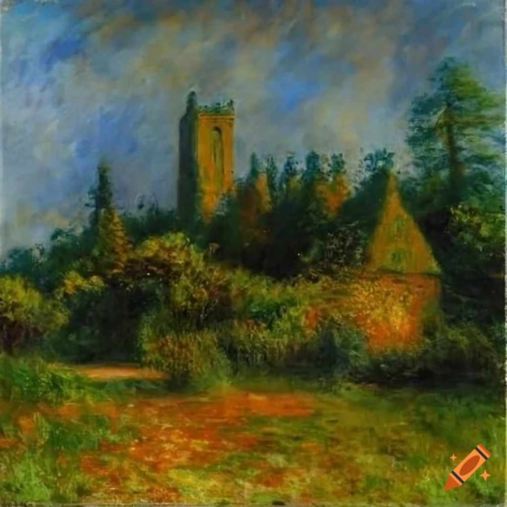 Detailed medieval landscape painting