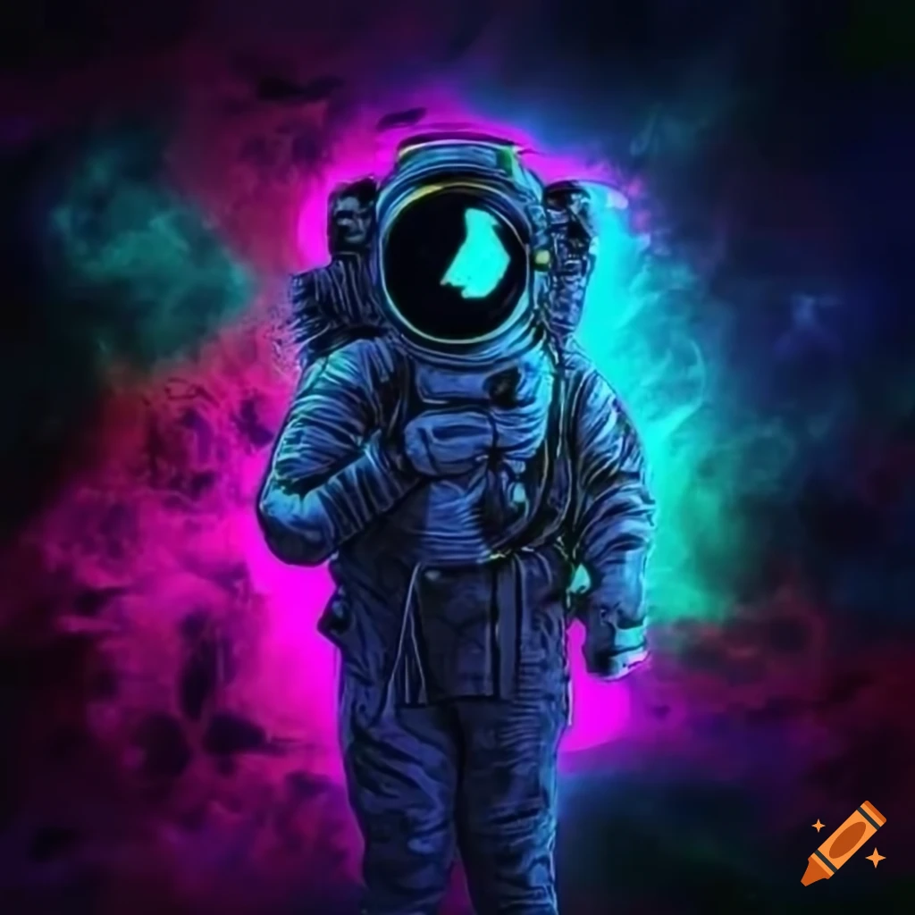 Surreal artwork of an astronaut in a psychedelic setting on Craiyon