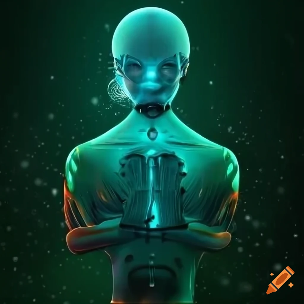 Futuristic illustration of an ai genie granting wishes