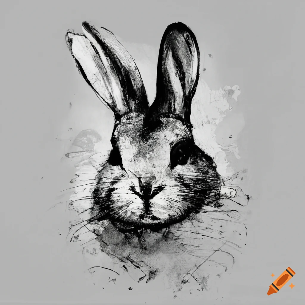 Fluffy sweet rabbit in an ink drawing on Craiyon