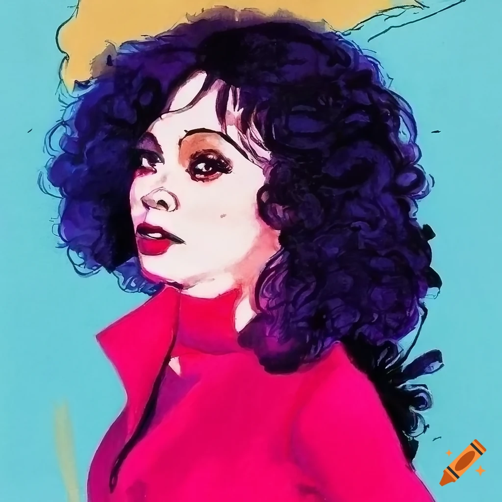 Illustration of Vicki Lawrence dancing in a neo-noir cyberpunk scene on ...