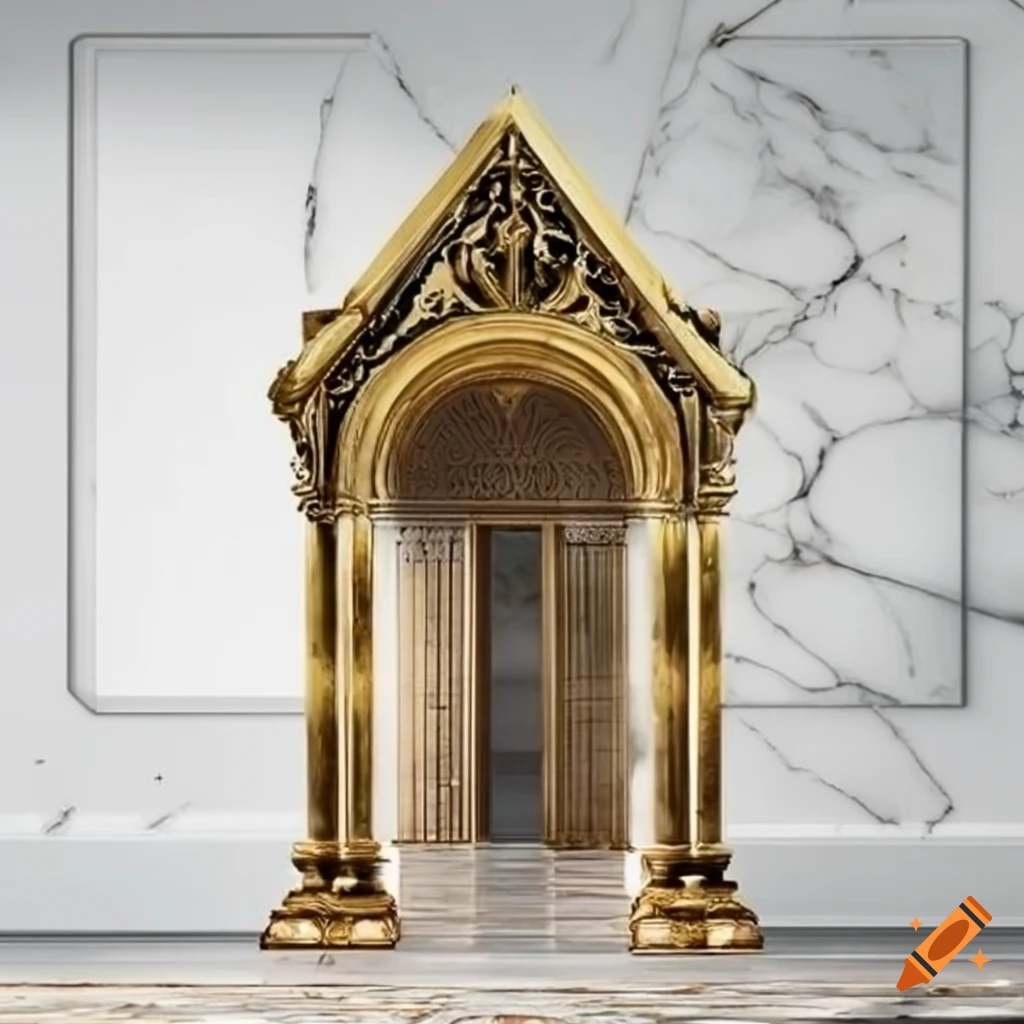 Marble and gold entrance in gothic style