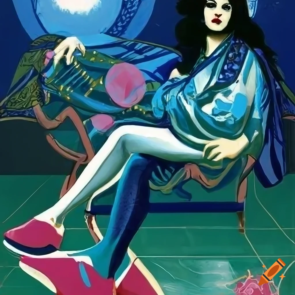 Illustration of Geneva Jacuzzi in art nouveau style on Craiyon