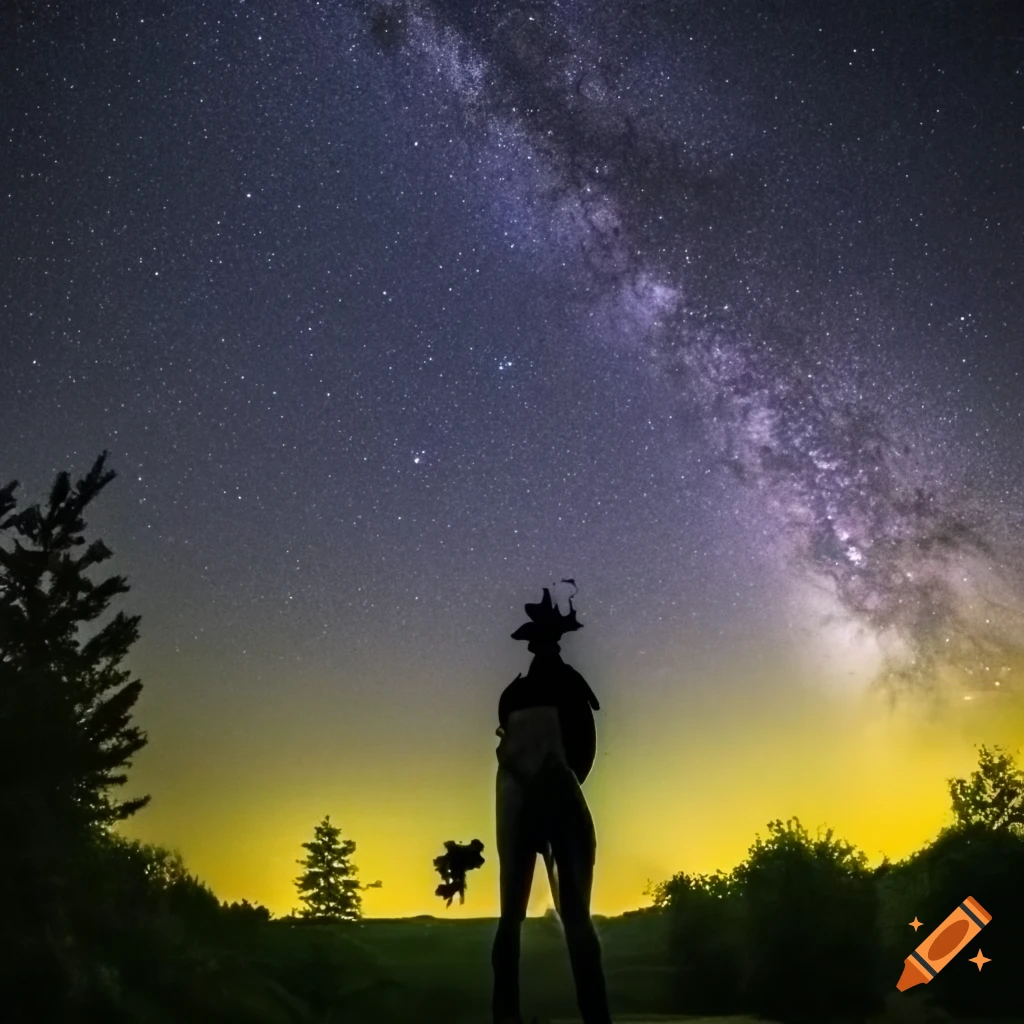 Person running towards celestial sky on Craiyon