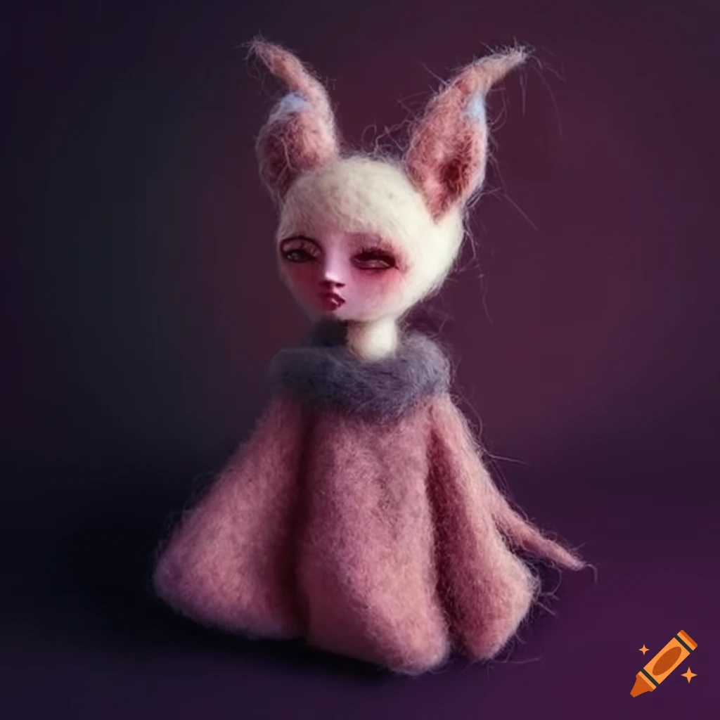 Fantasy felted wool creatures in unique attire on Craiyon