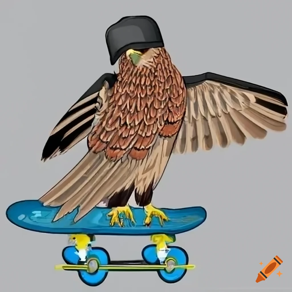 Skateboarding hawk with a radical attitude