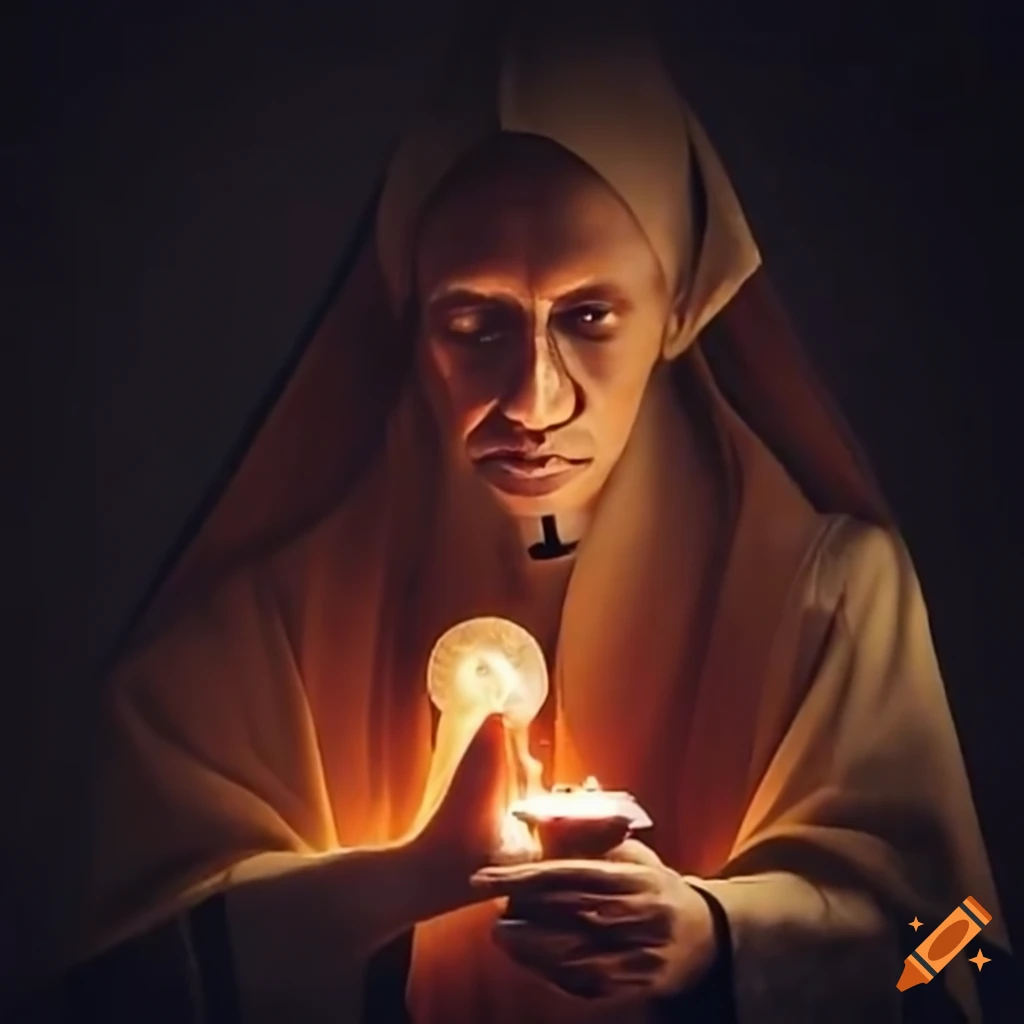 Rituals performed by a priest at night on Craiyon