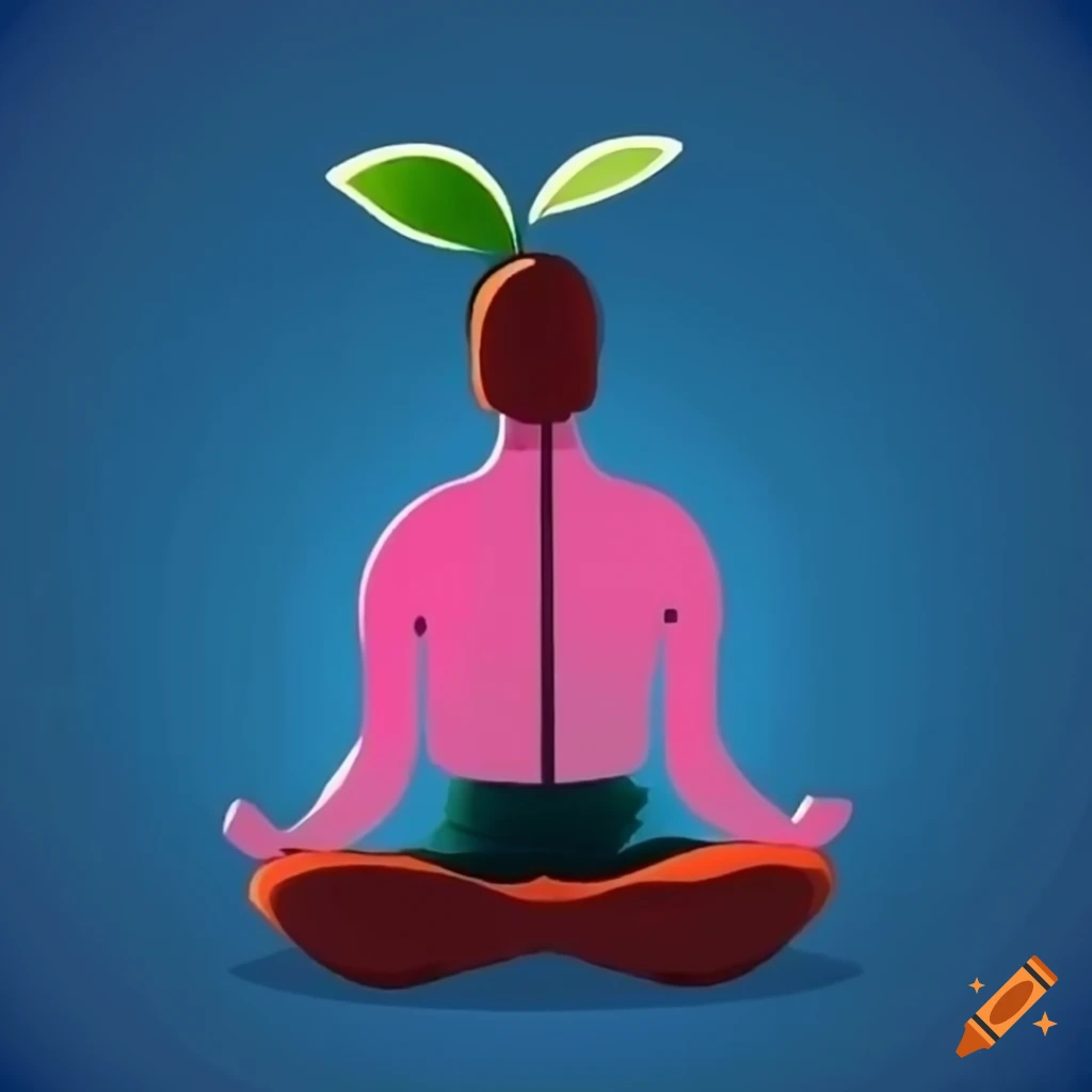 Animated icon of a meditating brain with plants on Craiyon