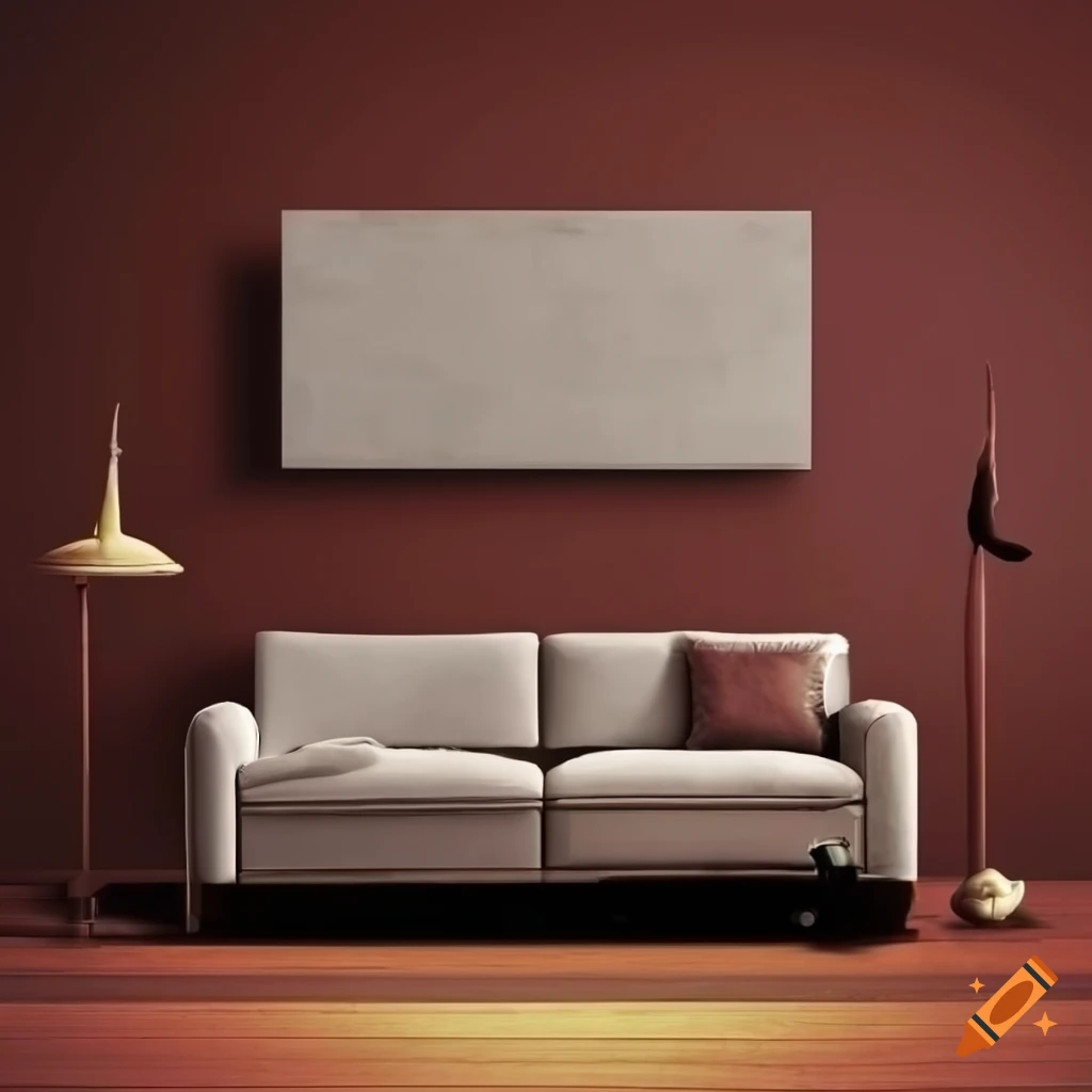 Photo realistic living room with autoclaved aerated concrete blocks ...