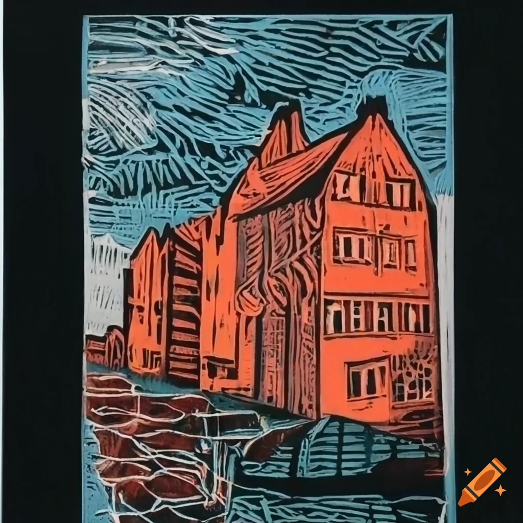 Vibrant linocut print artwork on Craiyon