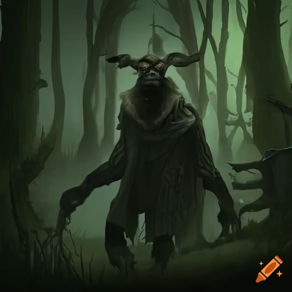 Mtg art of a burned treefolk in a warfield on Craiyon