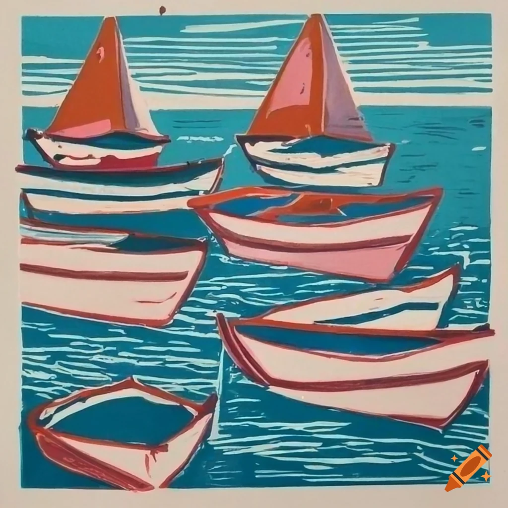Transparent boat, fine chalk drawing in style of art brut on Craiyon