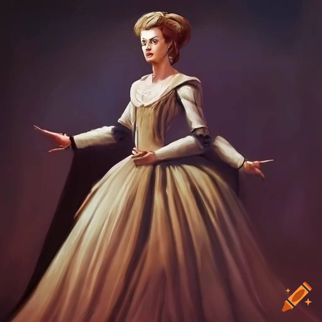 Concept art of a noble lady in an elegant dress on Craiyon