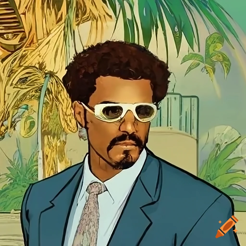 Illustration of rico tubbs from miami vice on Craiyon