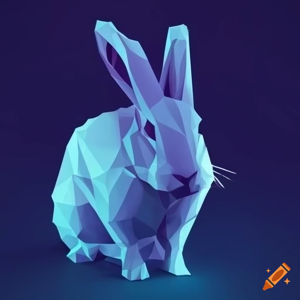 Low poly dark green rabbit logo on Craiyon
